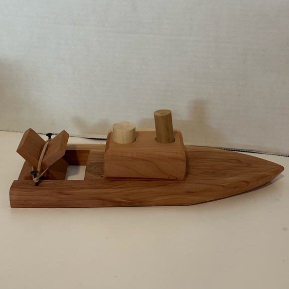 Source Unknown | Toys | Wooden Cedar Toy Boat Rubber Band Powered ...